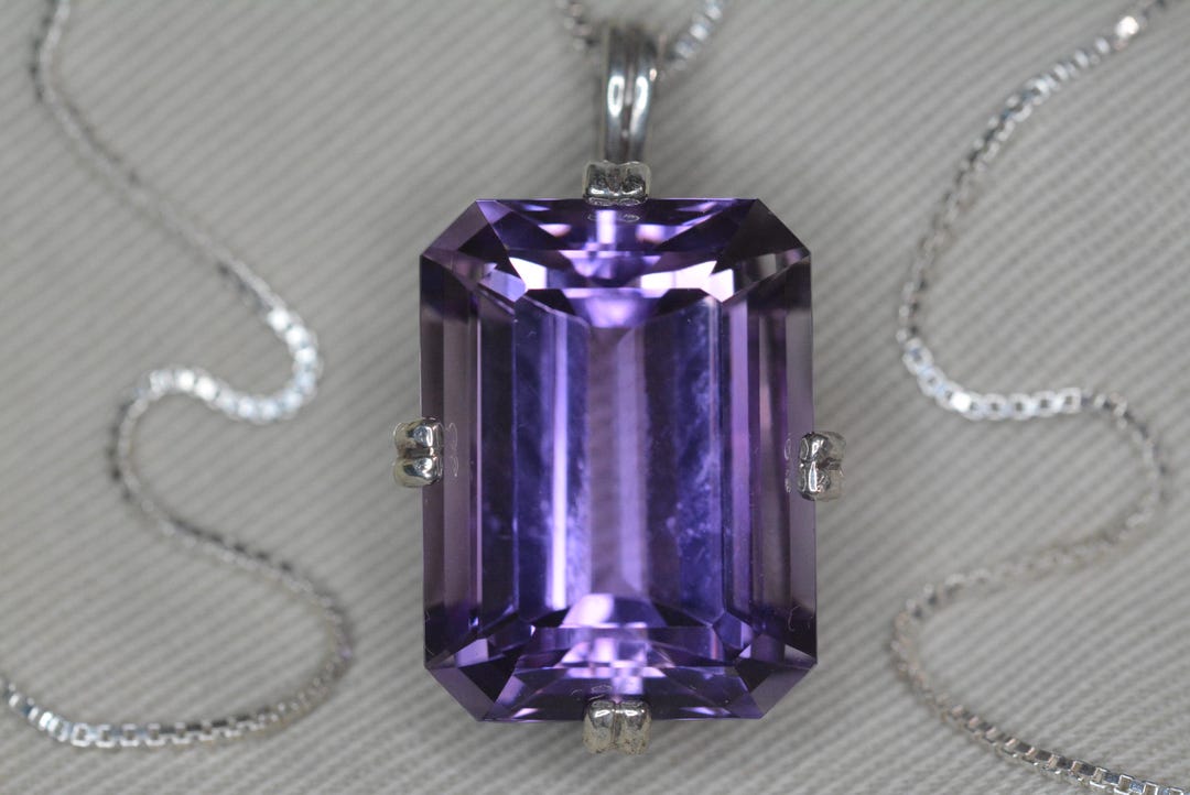Certified Amethyst Necklace 23.12 Carat Pendant Sterling Silver Real ...