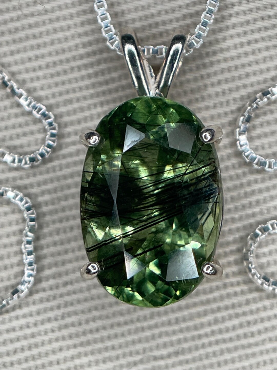 Certified Peridot With Ludwigite Crystals 6.60 Carat Necklace Pendant ...
