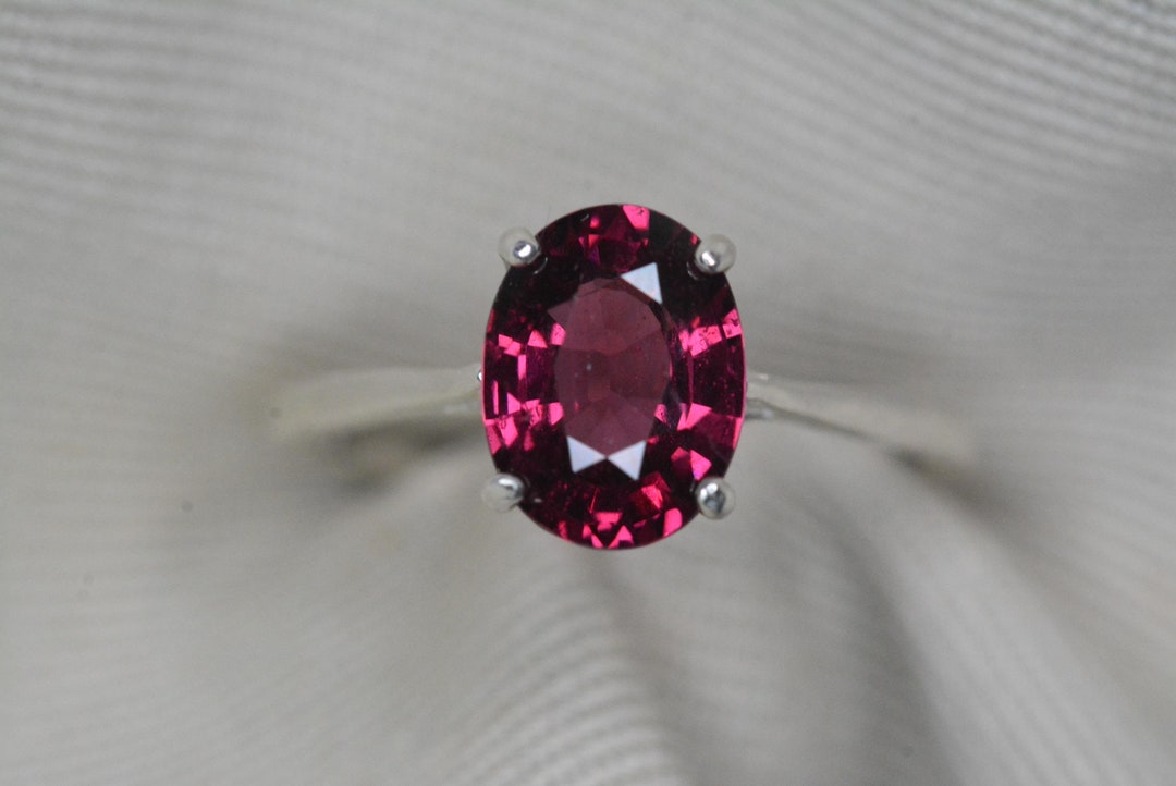 Certified Rhodolite Garnet Ring 2.46ct Sterling Silver Solitaire Real ...