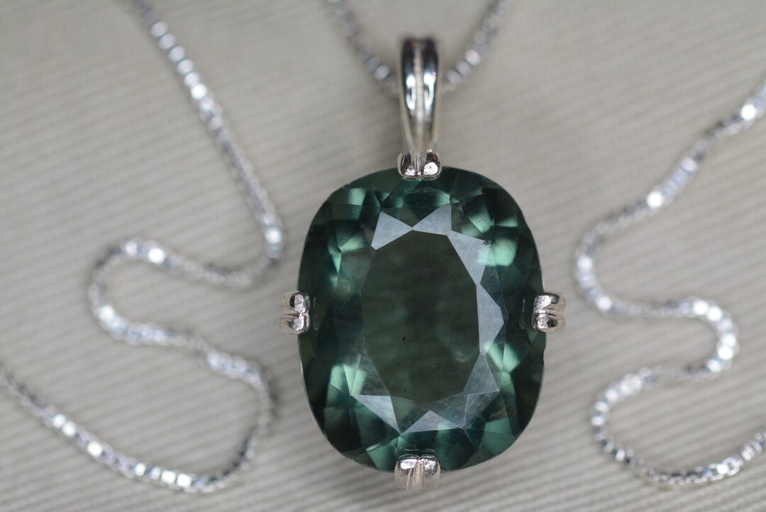 Certified Color Change Fluorite Necklace 14.10 Carat Sterling Silver ...