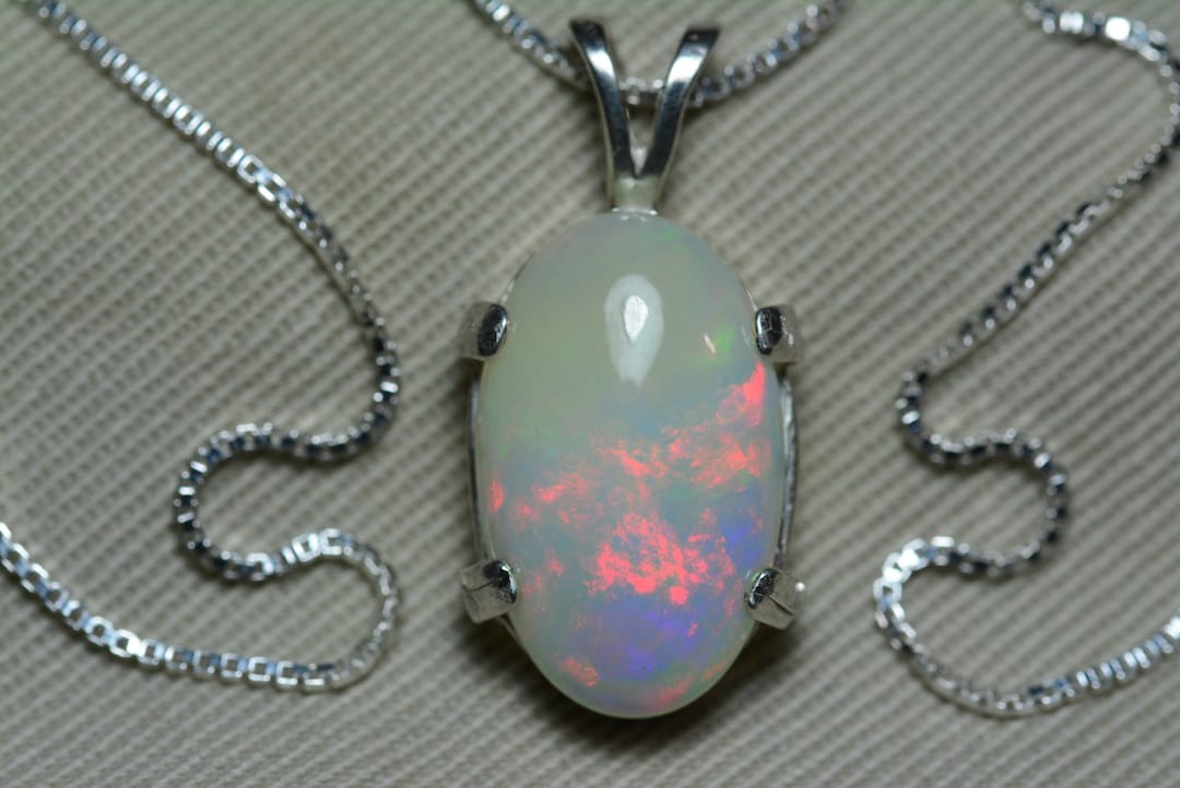 Certified Opal Necklace 5.74 Carat Solid Opal Pendant Sterling Silver ...