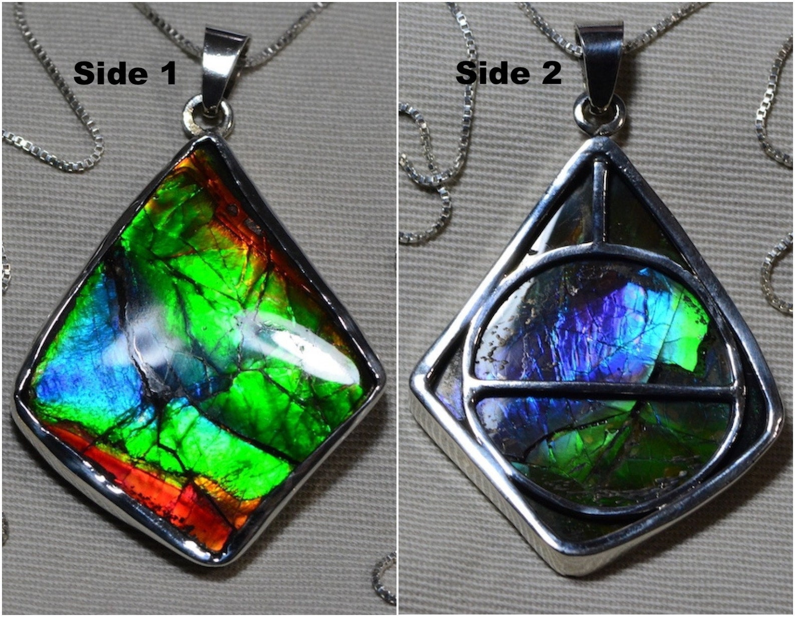 Rare Double Sided Rainbow Ammolite Necklace in Custom Hand - Etsy