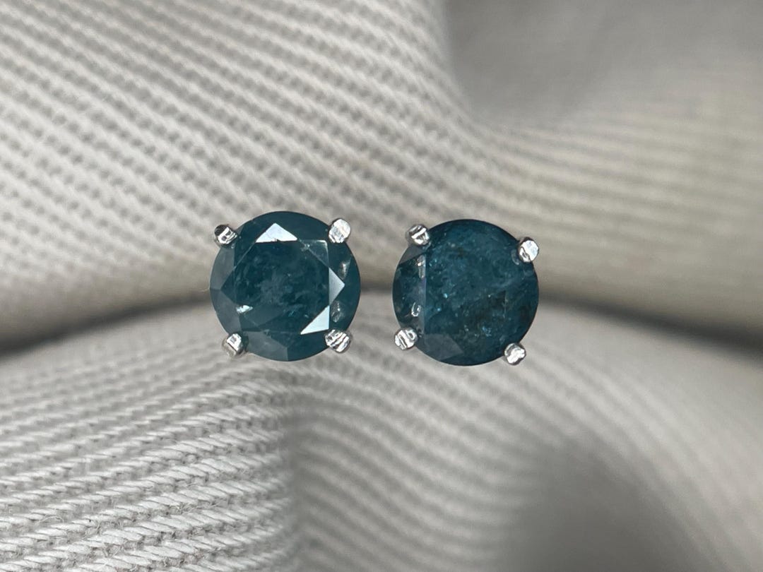 Natural Earth Mined Blue Diamond Stud Earrings 1.03 Carats Certified ...