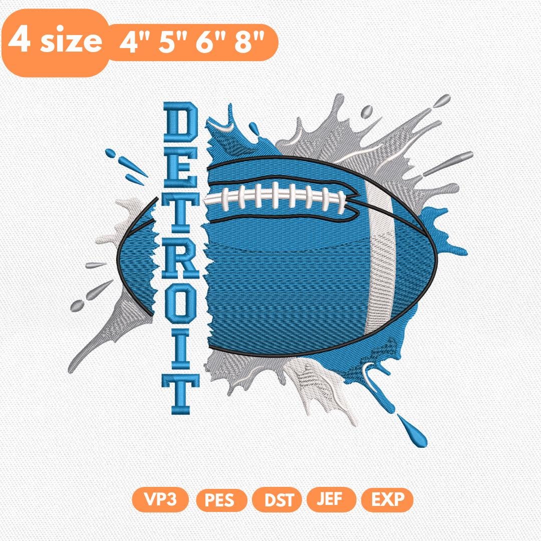 Detroit Football Embroidery Design –splash Bold Game Day City Patch ...