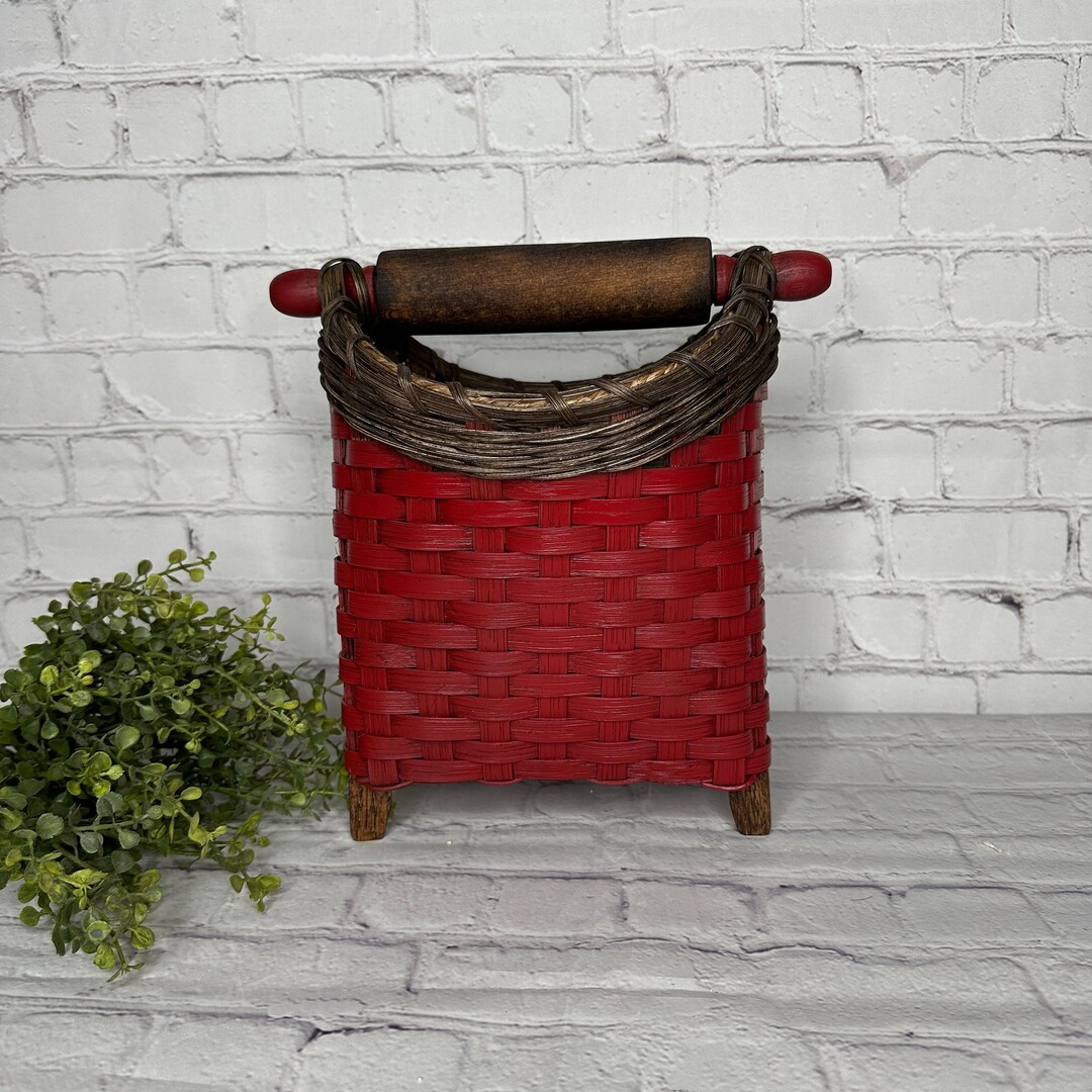 Rolling Pin Basket / Handwoven Basket - Etsy