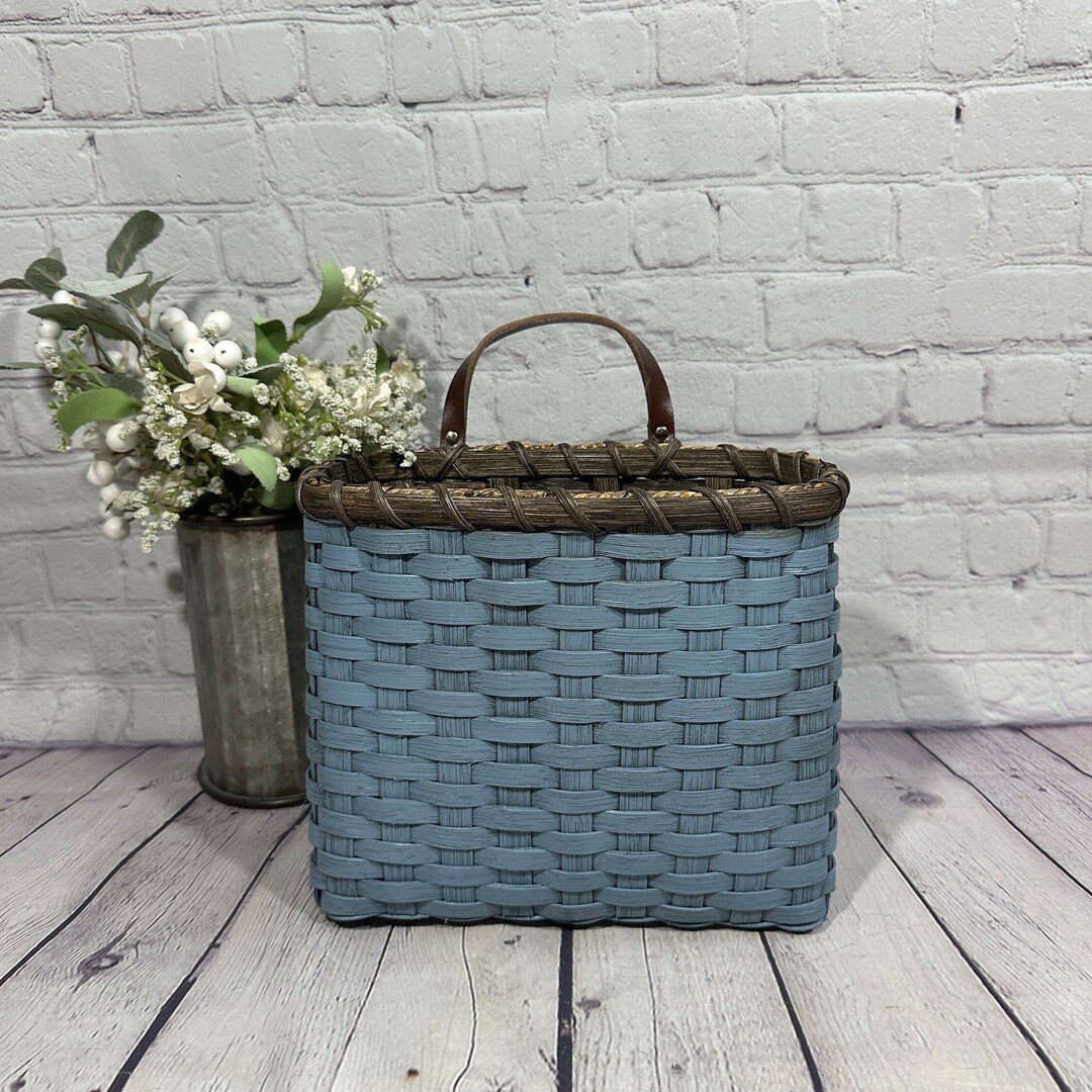 Mail Basket / Wall Basket-painted / Primitive Style / Handwoven Basket ...