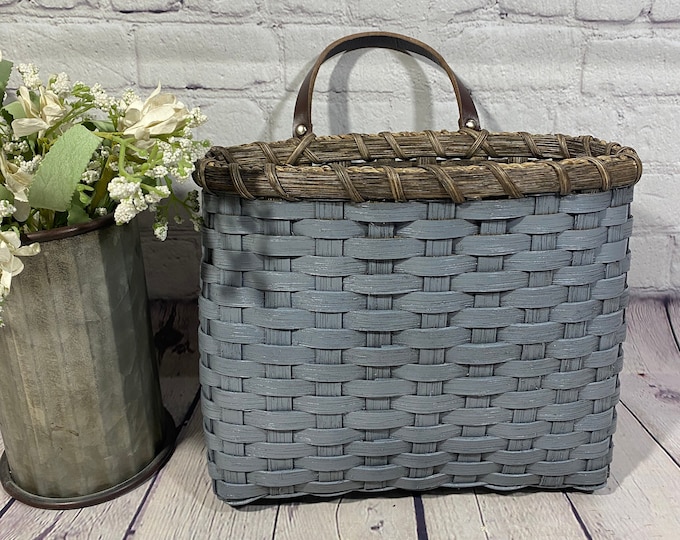 Mail Basket / Wall Basket-painted / Handwoven Basket / Primitive Style ...