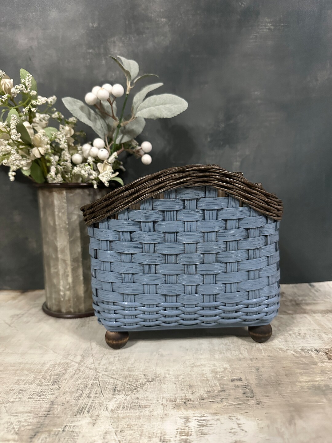 Napkin Basket / Table Top Basket / Handwoven Basket / Painted Basket ...