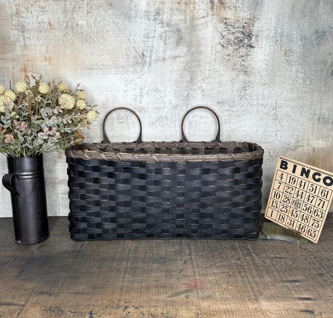 Wall Basket With Bushel Handles-wall Decor- Handwoven Basket-primitive ...