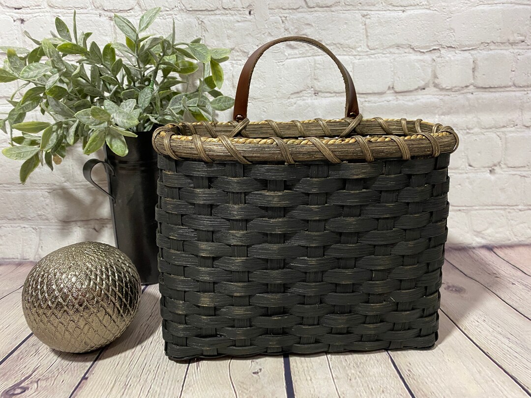 Mail Basket / Wall Basket-painted / Handwoven Basket / Primitive Style ...