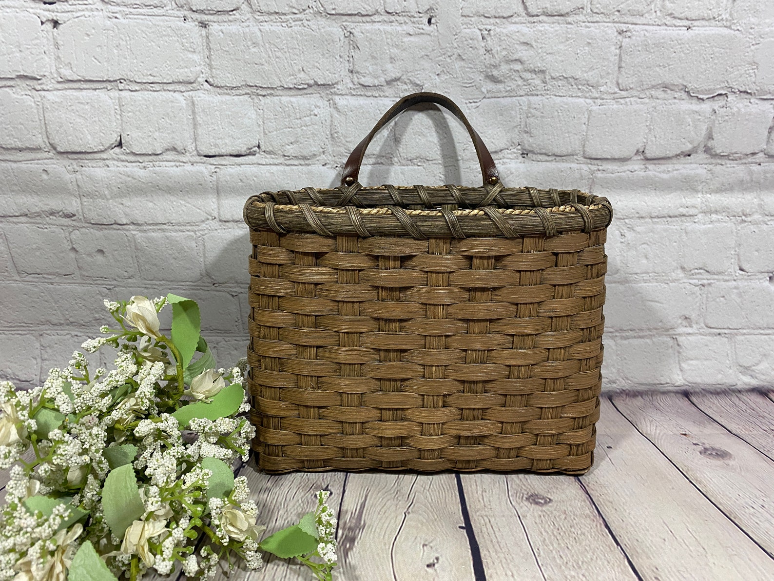 Mail Basket / Wall Basket-painted / Handwoven Basket / Primitive Style ...