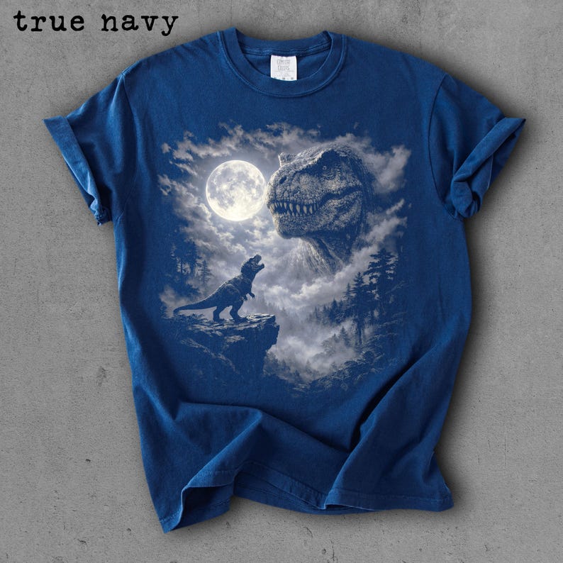 Comfort Colors® T-rex Moon Shirt, Dinosaur Howling to the Moon Shirt ...