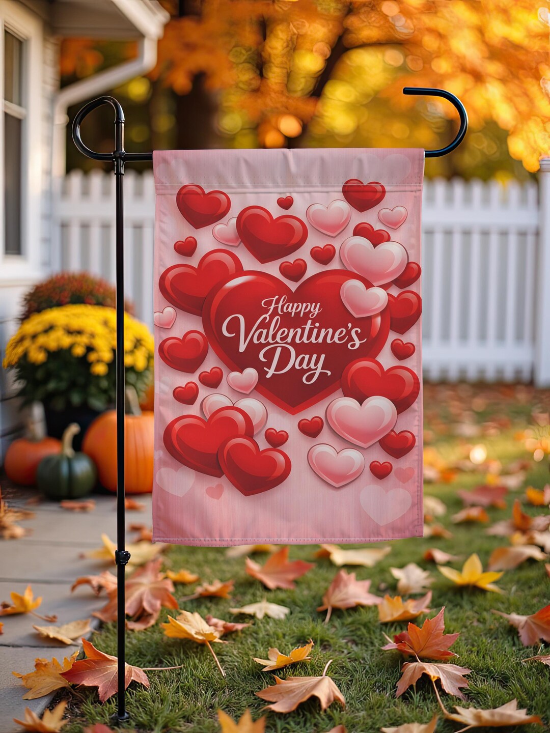 Happy Valentines Day Garden Flag, Farmhouse Valentine's Day Garden Flag ...