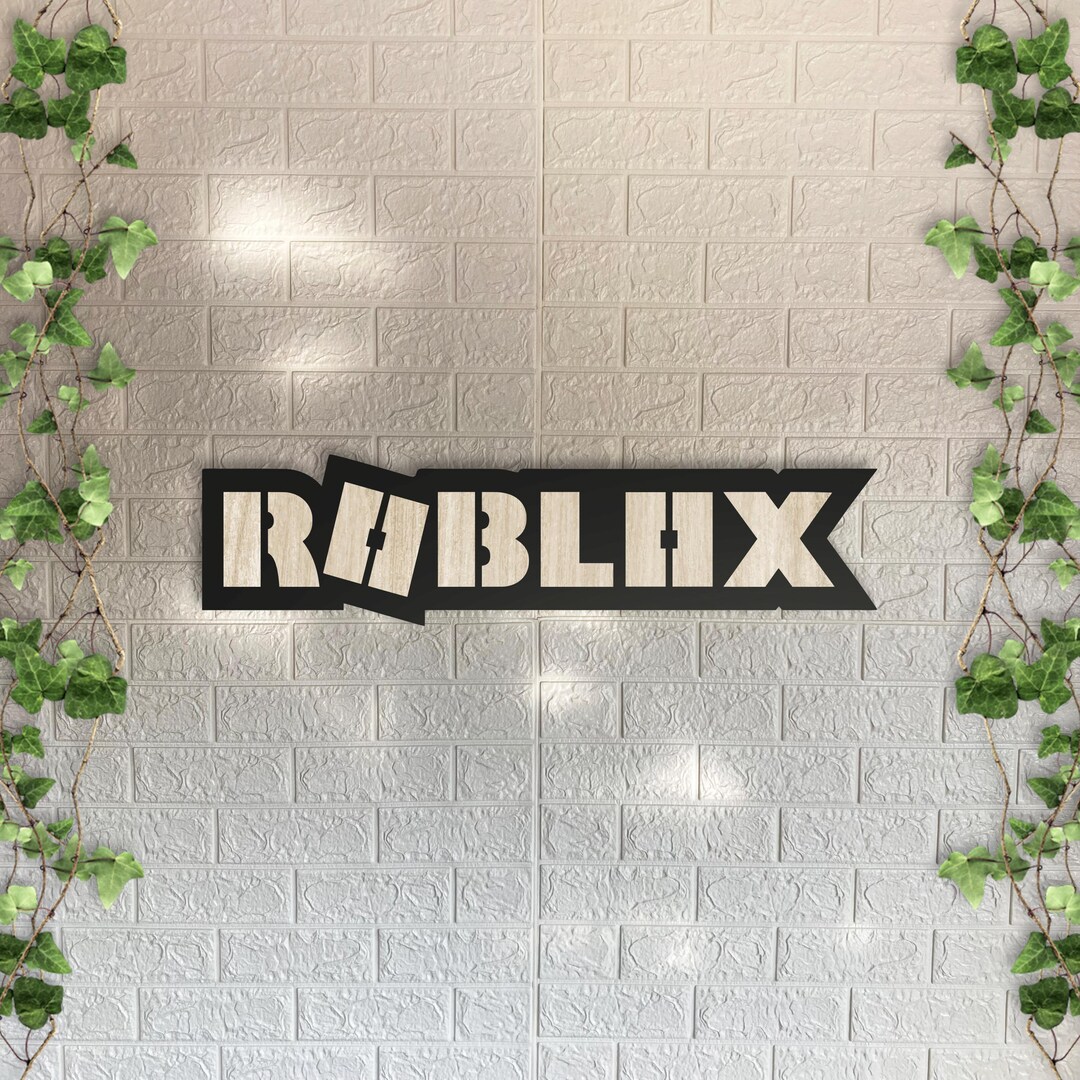 Roblox Wooden Wall Decor, Round Laser Cut Design With Light and Black ...
