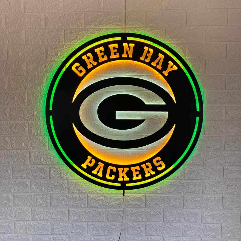 Green Bay Packers LED Sign | Lighted NFL Logo Wall Art | Football Decor ...