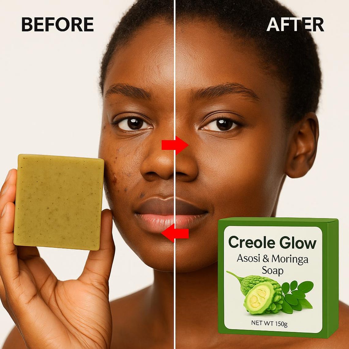 Creole Glow Asosi (1) Bar Soap – Cerassee & Moringa | Clarifying Herbal ...