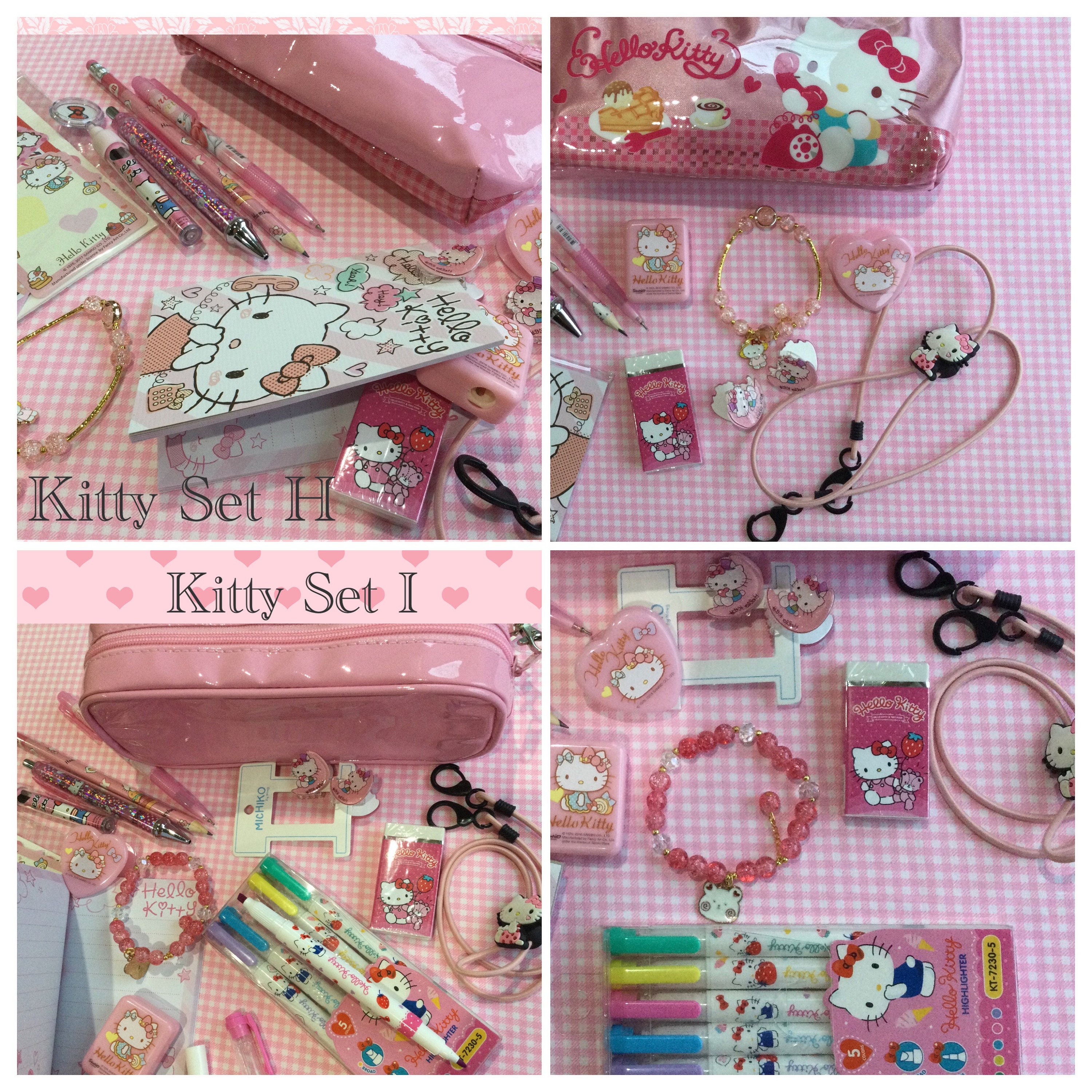Hello Kitty Set Pencil Case Stationery Note Pad Paper - Etsy