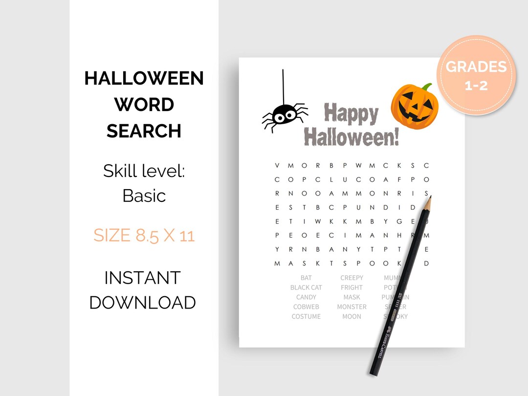 Easy Halloween Word Search Printable, Halloween Class Party Game ...