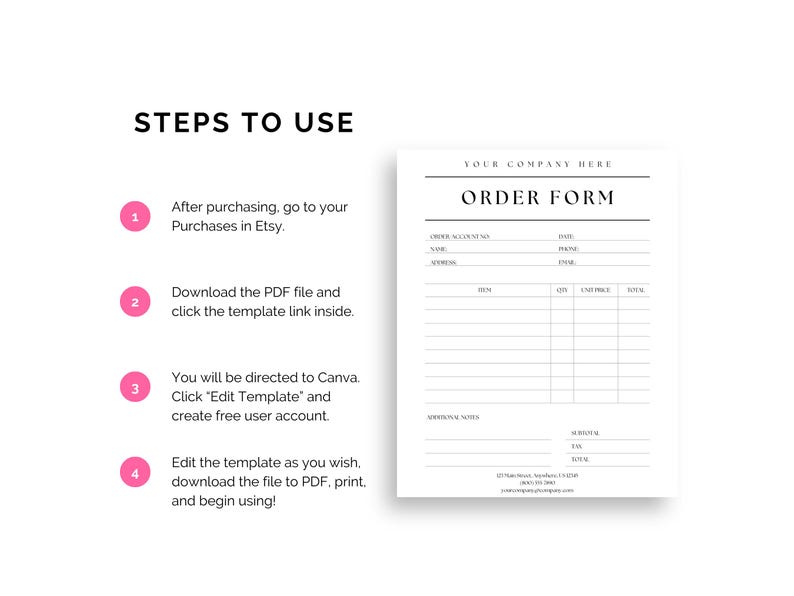 Editable Order Form Template, Business Order Form, Custom Order Form ...