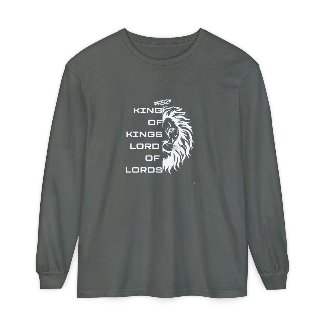 King of Kings Lion of Judah Long Sleeve Tee | Garment-dyed Christian ...