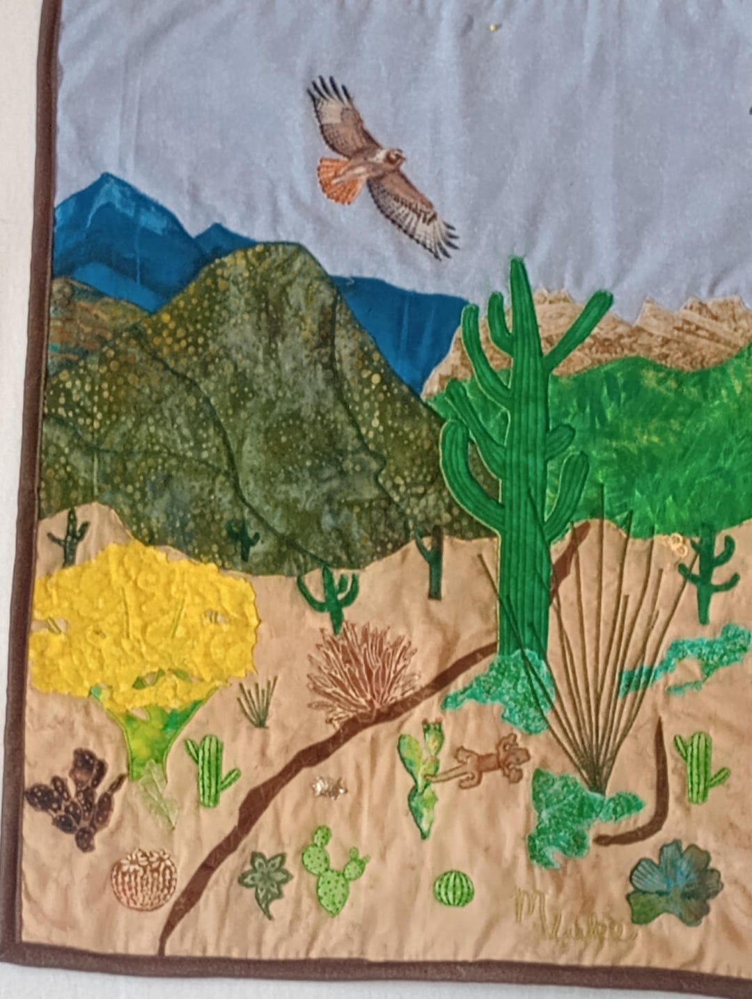 Redtail Hawk Desert Landscape Art: Cotton Fabric Wall Hanging - Etsy