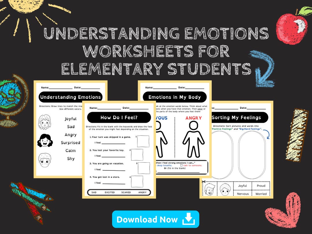 Understanding Emotions Worksheets for Elementary Students | Printable ...