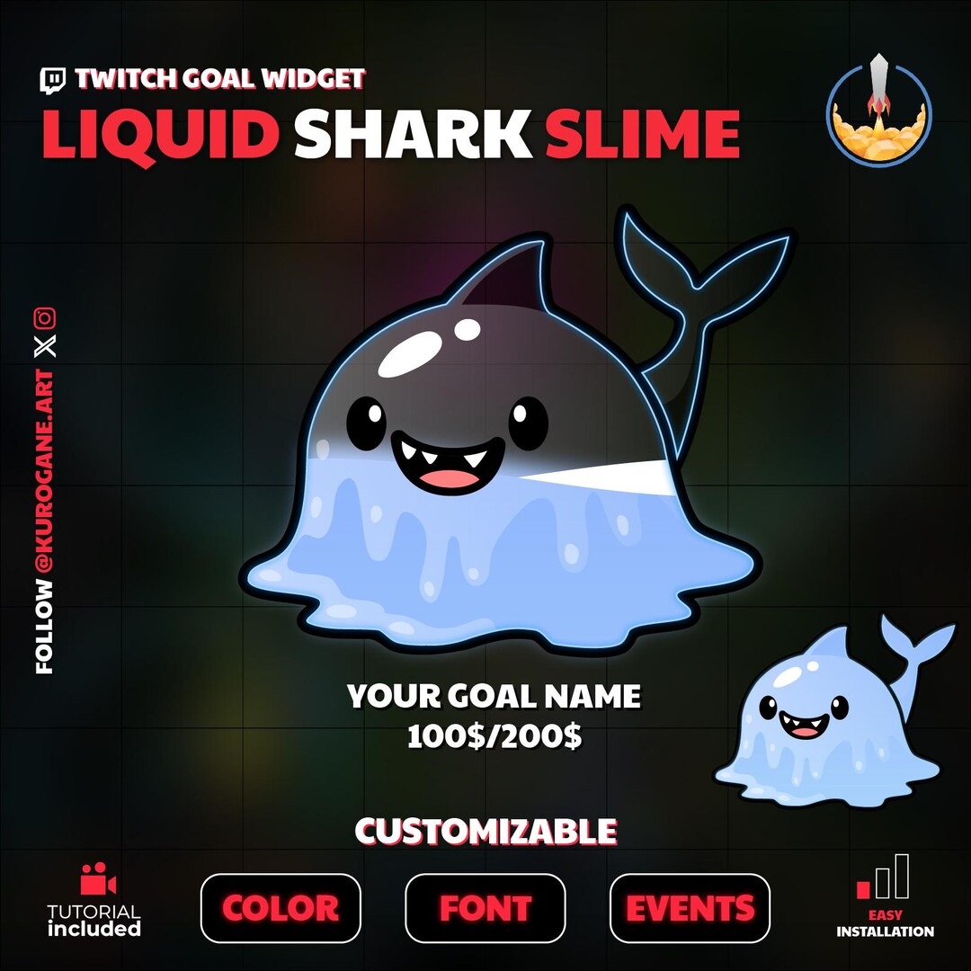 Cute Shark Liquid Goal Widget for Twitch – Sub, Follower & Tip Tracker ...