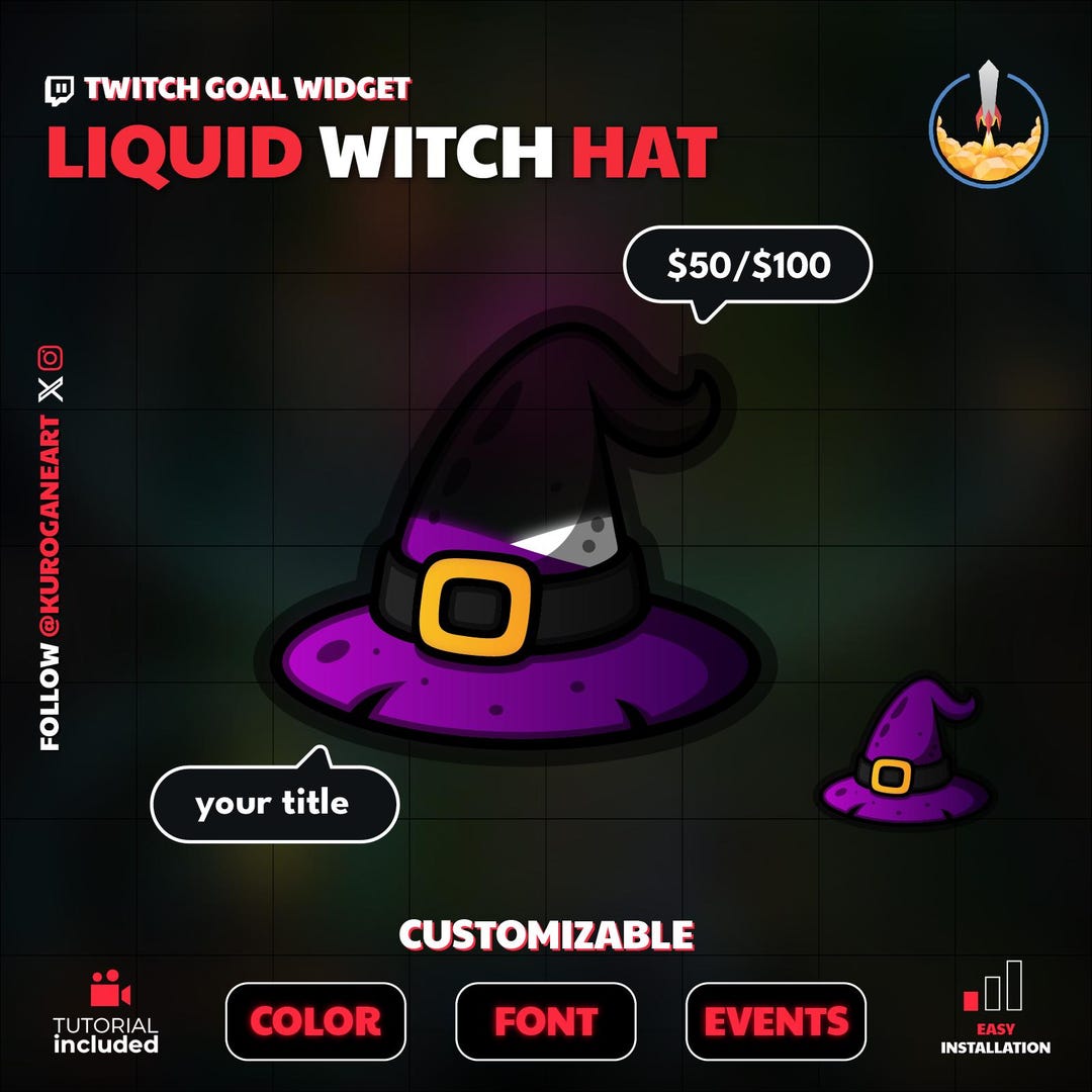 Witch Hat Goal Widget | Liquid Twitch Goal | Fully Customizable | Sub ...