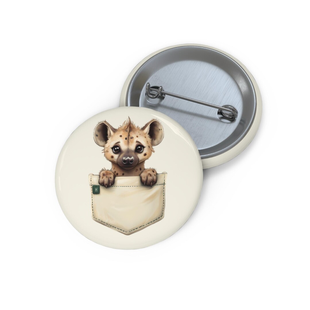 Custom Hyena Pocket Pin Buttons | Cute Animal Pins, Funny Gift for ...