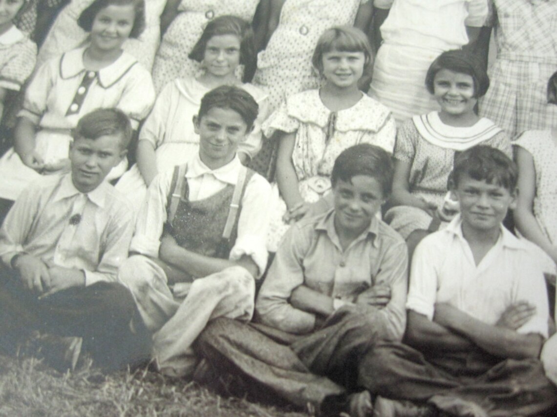 School Class Photograph, 1940s, Back to School, Hidden Teacher, Twins ...