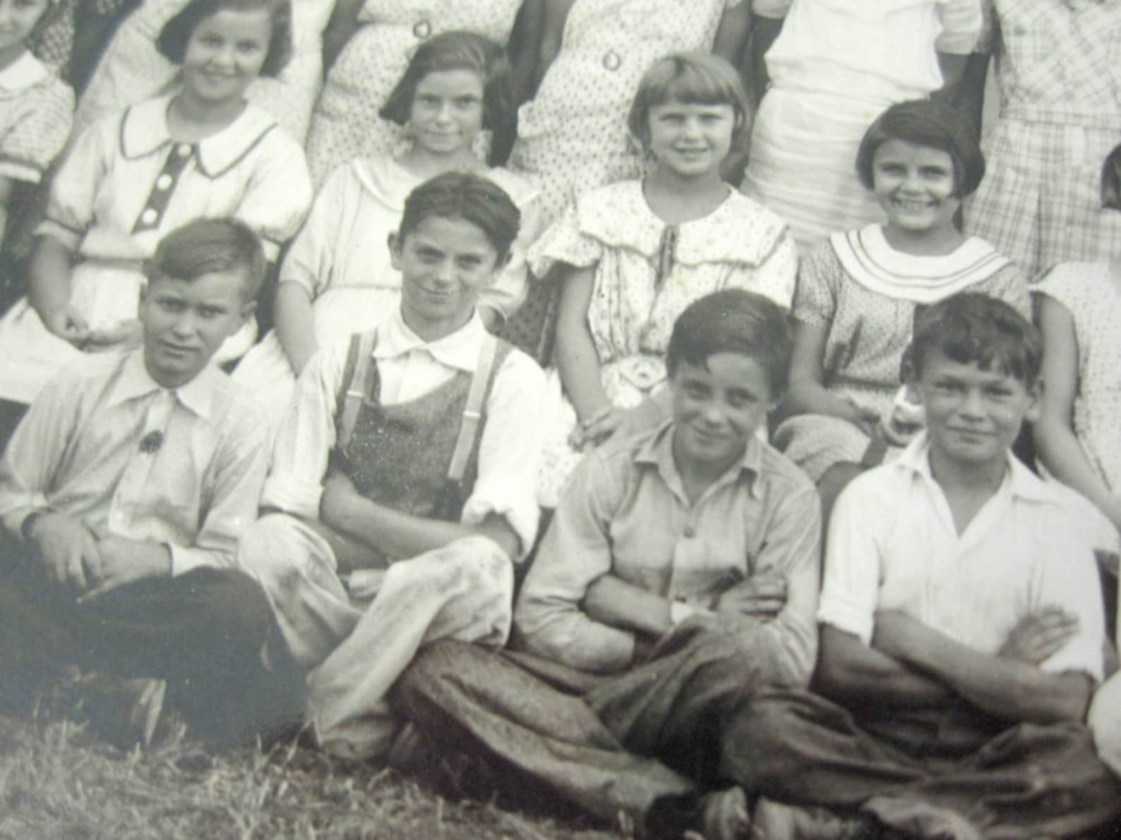 School Class Photograph, 1940s, Back to School, Hidden Teacher, Twins ...