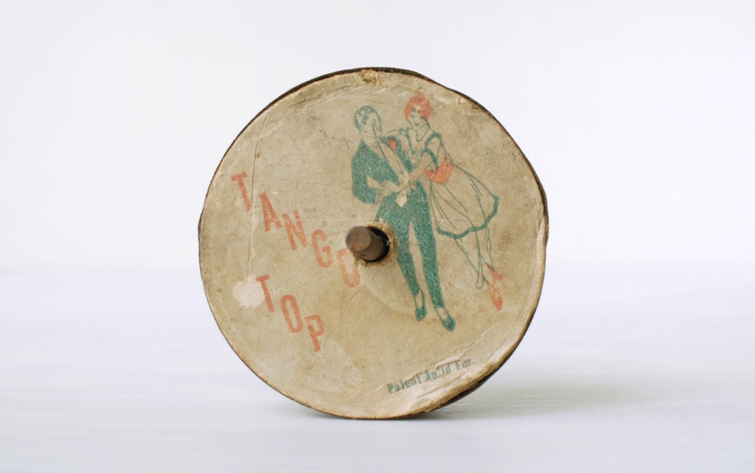 Antique Tango Top, Spinning Top Metal Toy With 1910s Tango Dancers ...