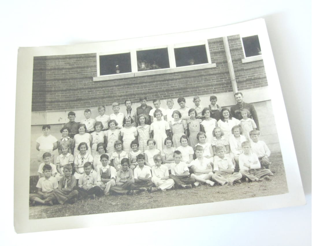 School Class Photograph, 1940s, Back to School, Hidden Teacher, Twins ...