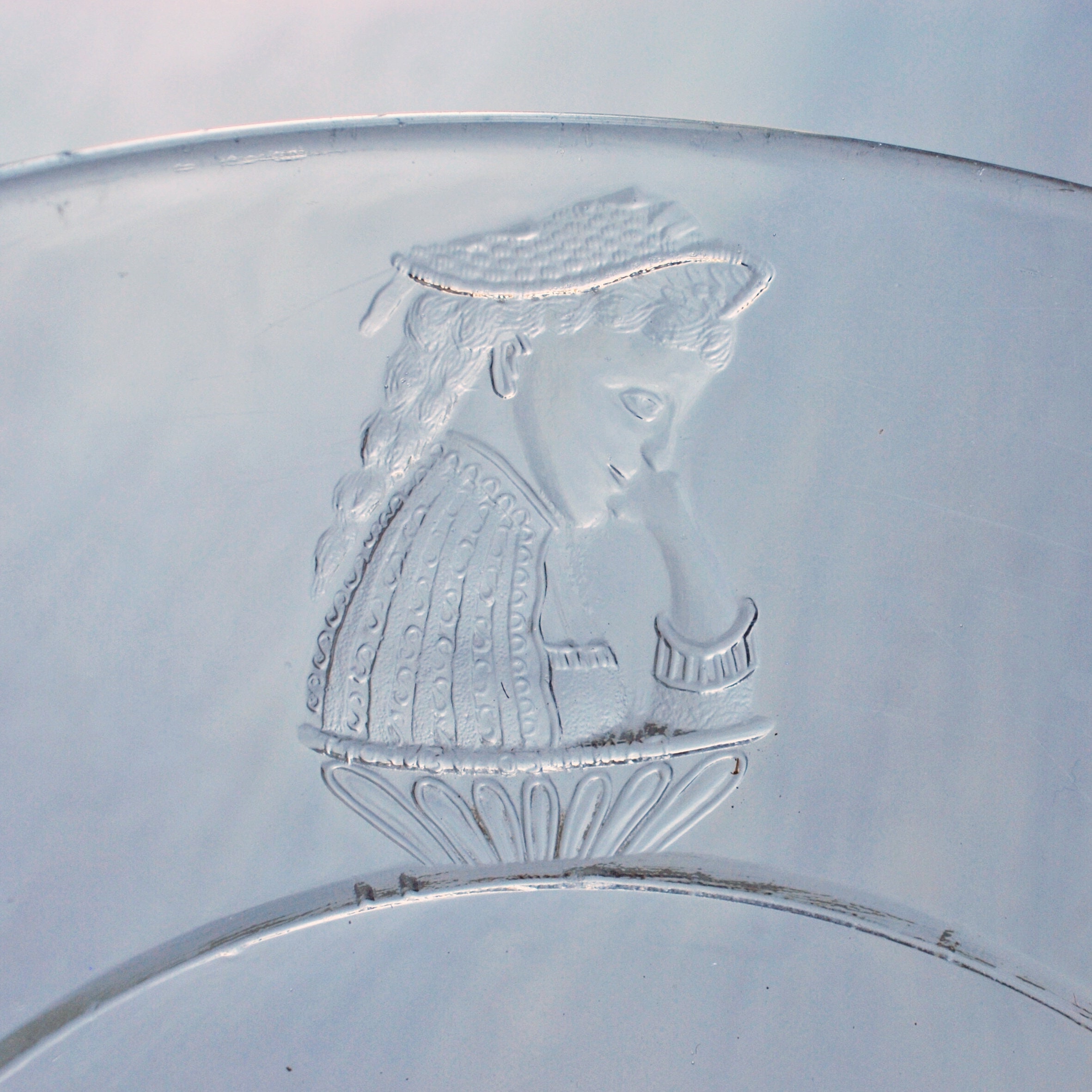 Antique Actress Pattern Pressed Glass Footed Bowl, Theatrical or Opera ...