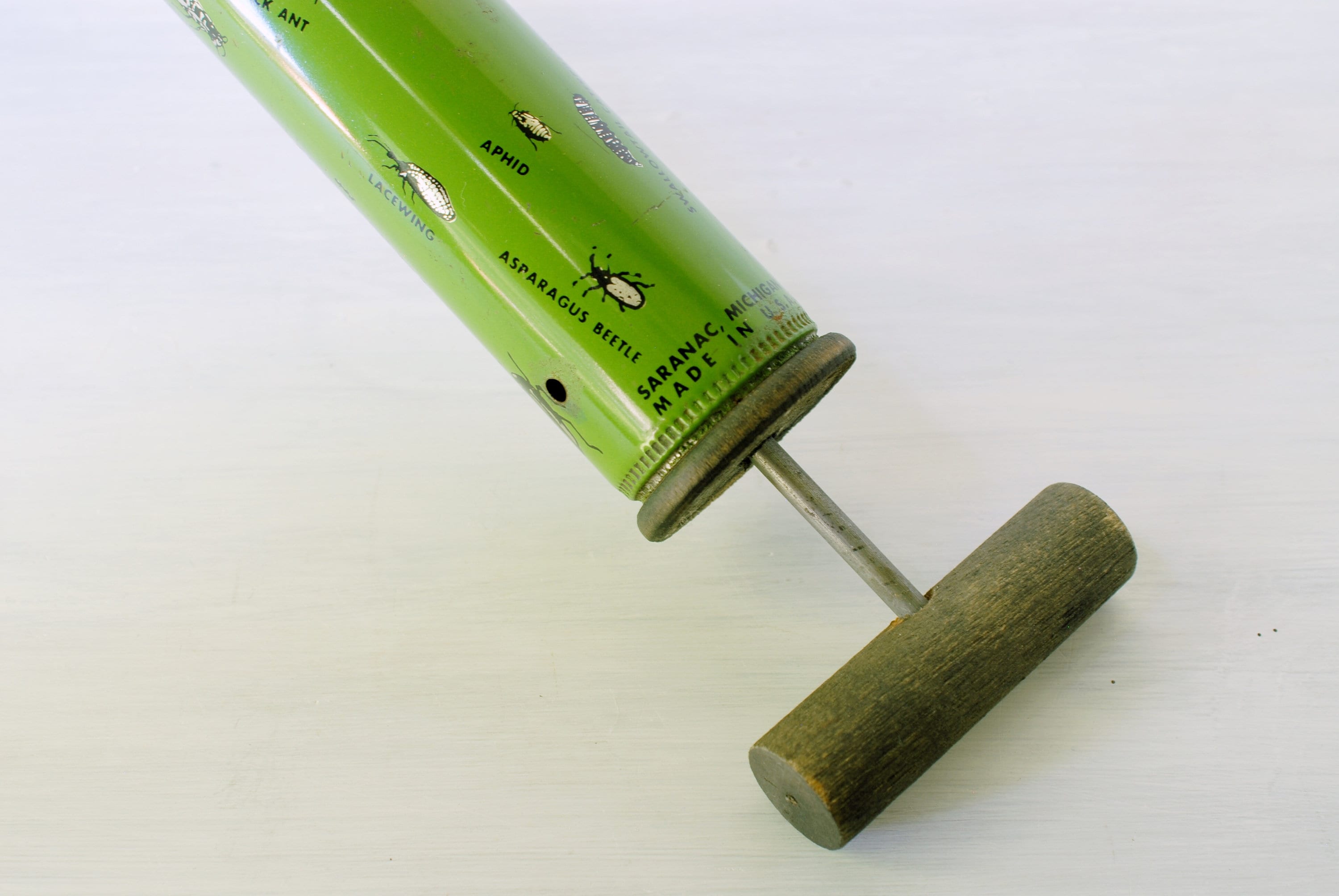 Vintage Bug Spray Hand Pump, Green & Silver Tin Litho Insecticide ...