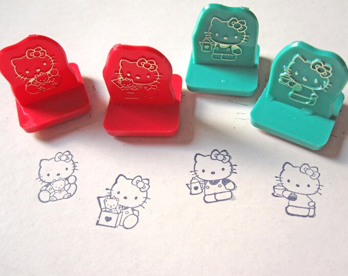 Hello Kitty Rubber Stamp Set in Red Plastic Suitcase, 1991, Sanrio Toy ...