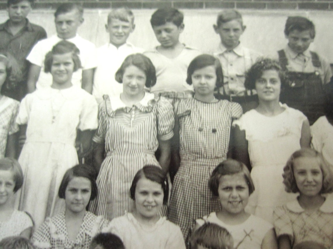 School Class Photograph, 1940s, Back to School, Hidden Teacher, Twins ...