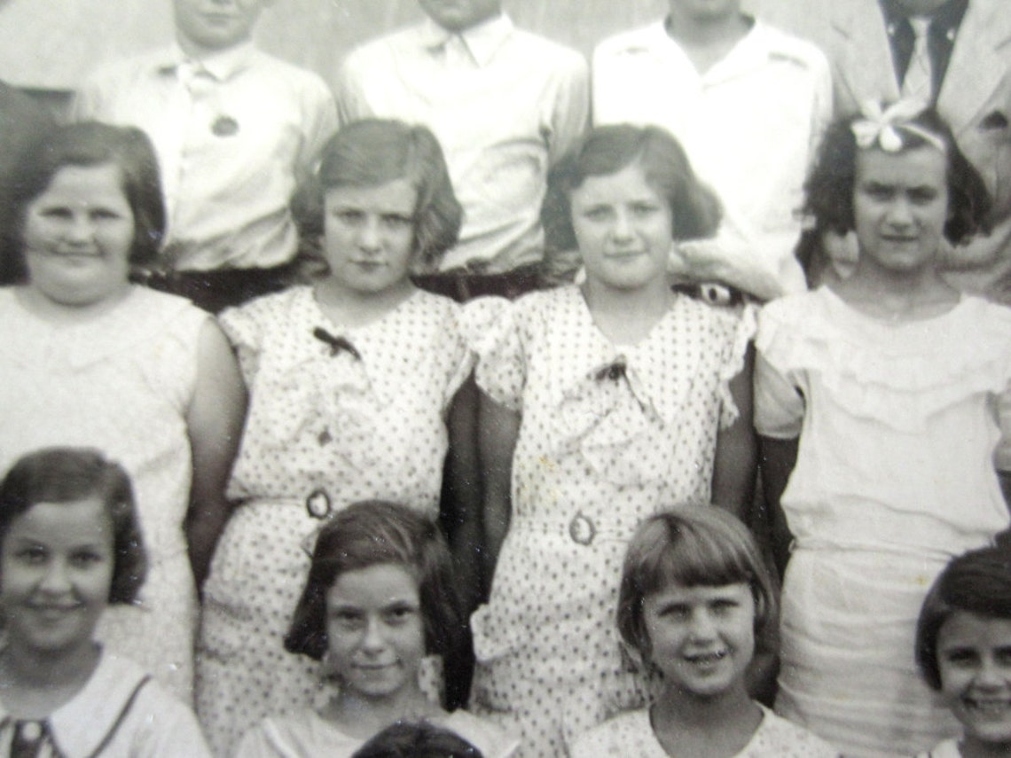 School Class Photograph, 1940s, Back to School, Hidden Teacher, Twins ...