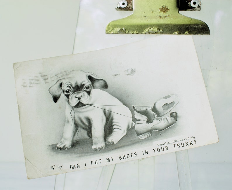 3 Antique Sad Puppy Postcards, Vincent Colby Artist Signed, 1909 ...