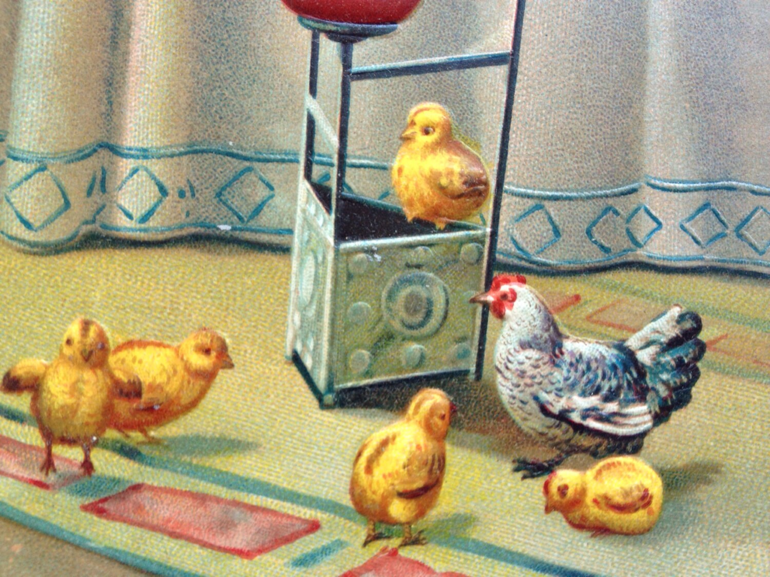 Antique Easter Postcard, Potted Spring Flowers on Plant Stand, Hen ...