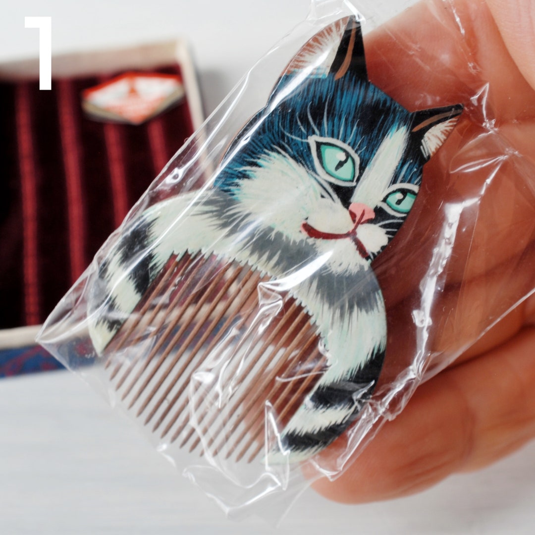 ONE Vintage Changzhou Comb, Wooden Comb, Handpainted Cat, Made in China ...