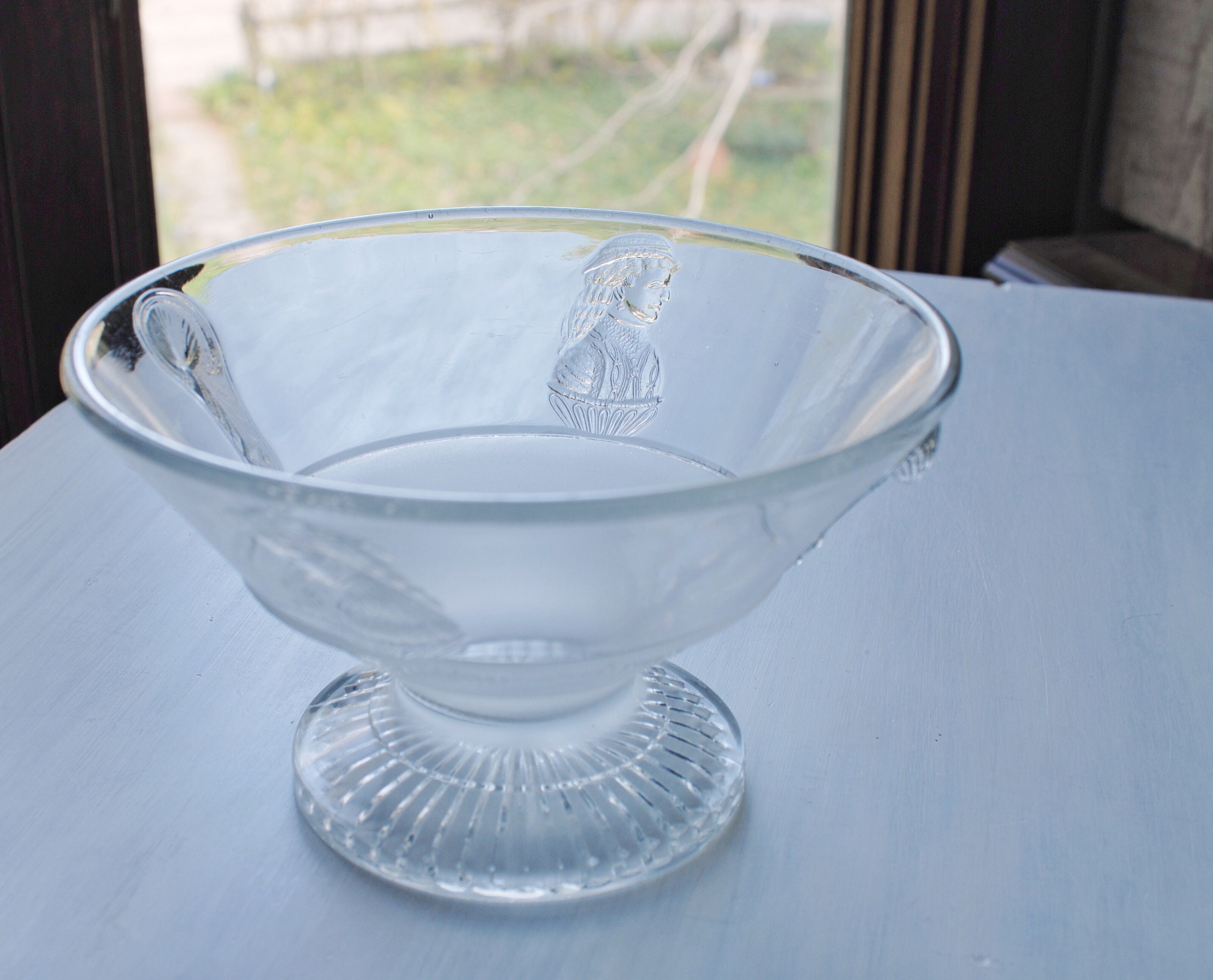 Antique Actress Pattern Pressed Glass Footed Bowl, Theatrical or Opera ...