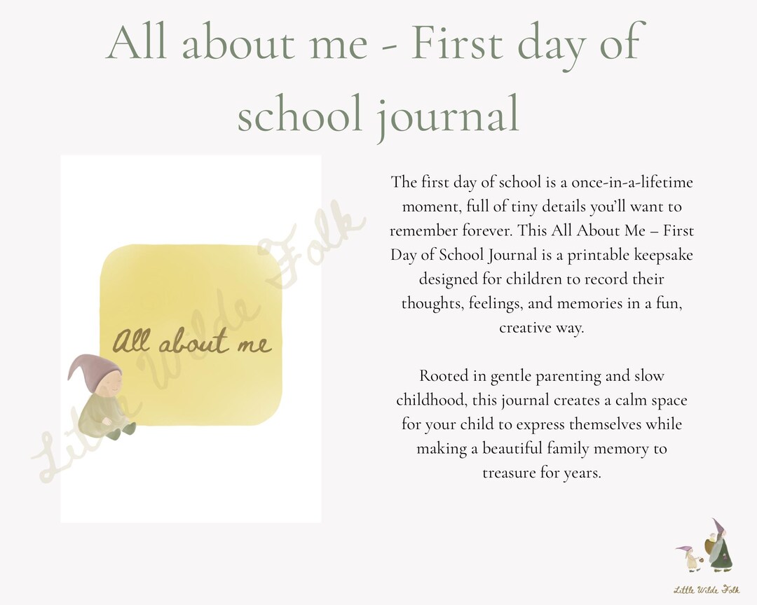 All About Me First Day of School Journal | Printable School Memory Book ...