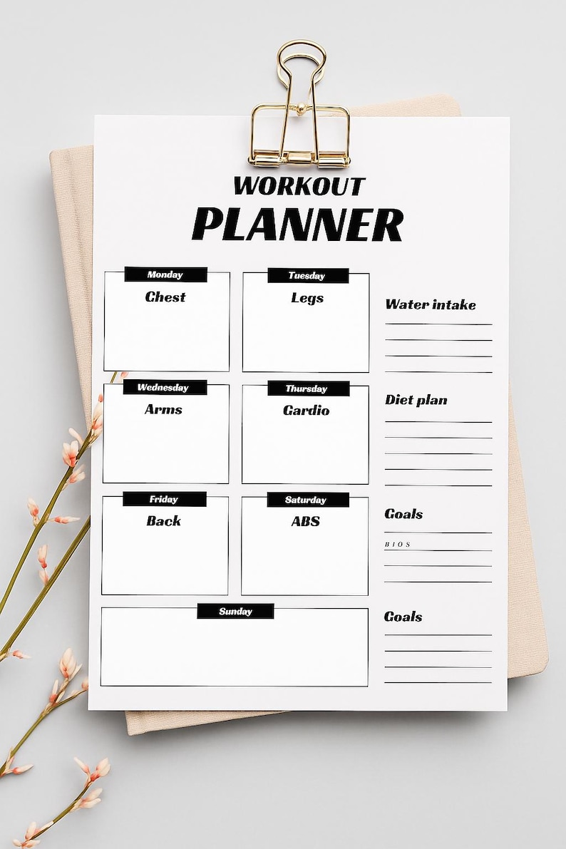 Printable Workout Planner | Weekly Fitness Schedule | Gym Training ...