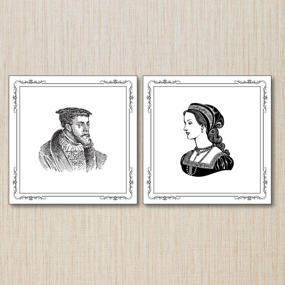 Timeless Pair – Large Engraved Couple Portrait Set (35x35 Cm / 13.8x13 ...