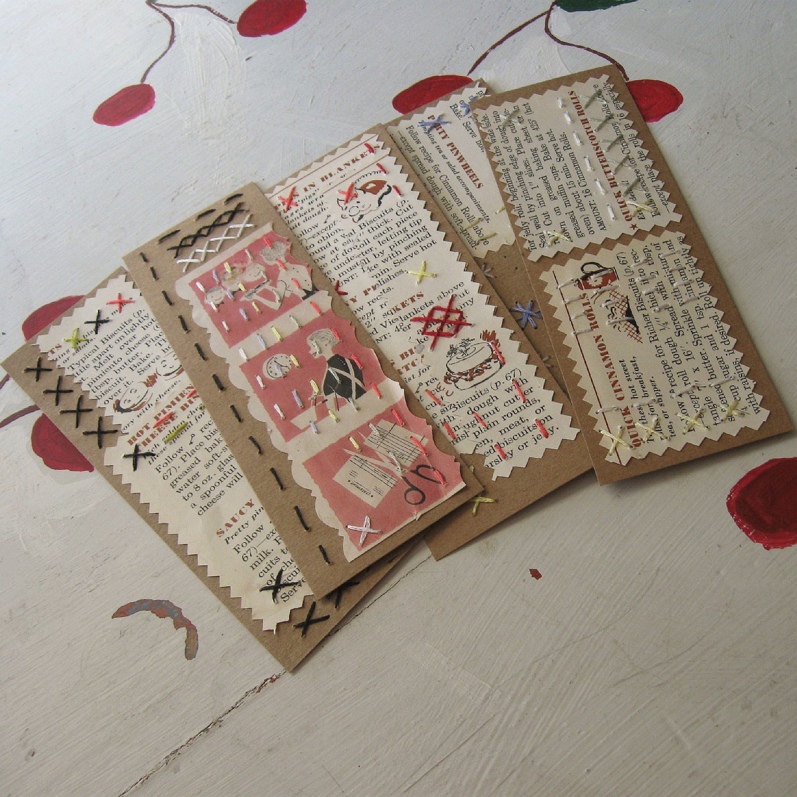 BOOKMARK EMBROIDERED COOKBOOK Vintage Upcycle retro - Etsy UK