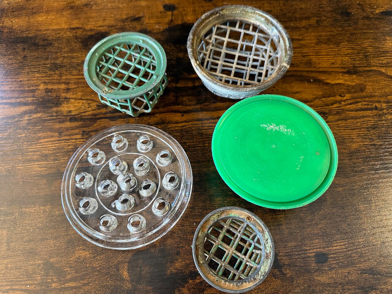 Vtg Flower Frogs, Glass Metal, Cage, Disc 1950s-1970s - Etsy