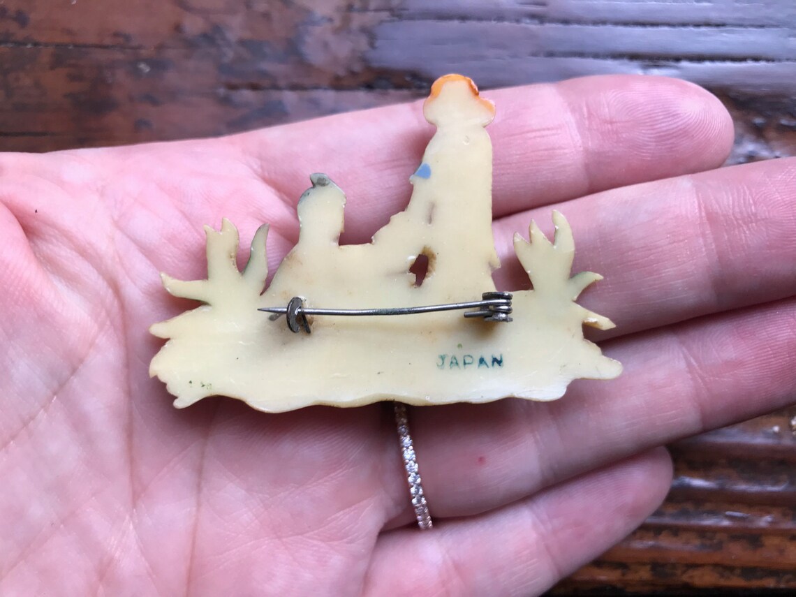 1930s-1940s Celluloid Brooch Pin, Art Deco, Marked Made in Japan ...