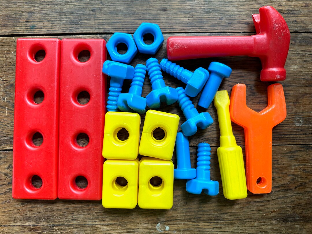 Vtg Nuts Bolts Tools Set, 1970s-1980s, Hand-eye Coordination/fine Motor ...