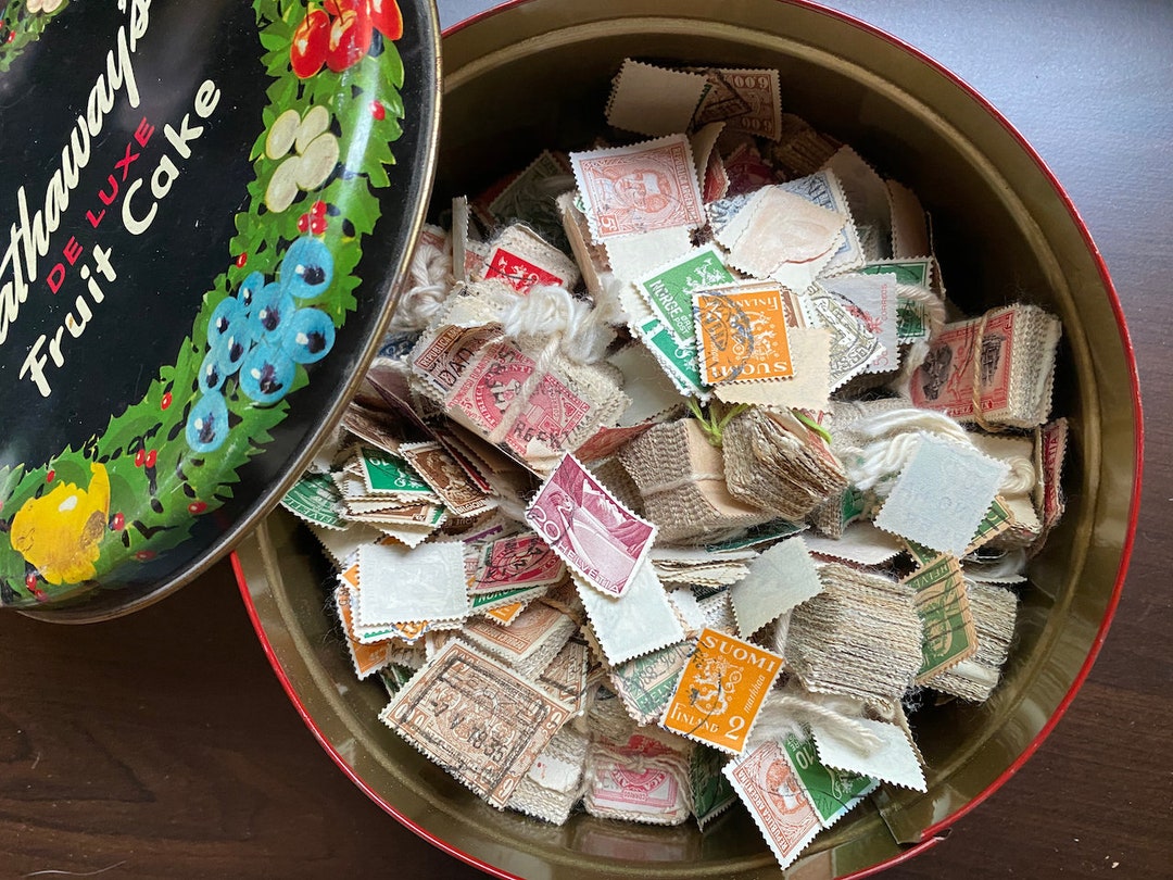 HUGE Lot of Worldwide Vintage Postage Stamps in Old Tin, THOUSANDS of ...